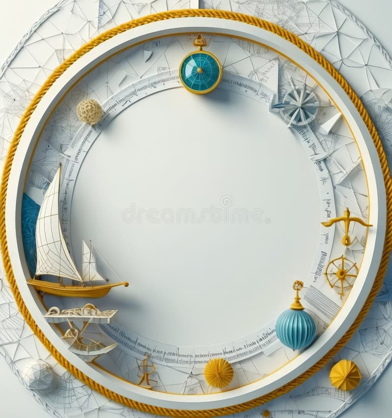 Circular Frame with Nautical Items and Compass Stock Illustration ...