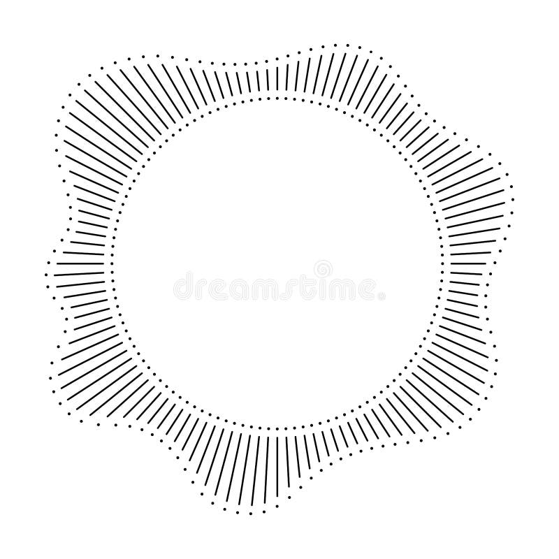 Circular Frame. Round Shape. Radial Black Concentric Particles with ...