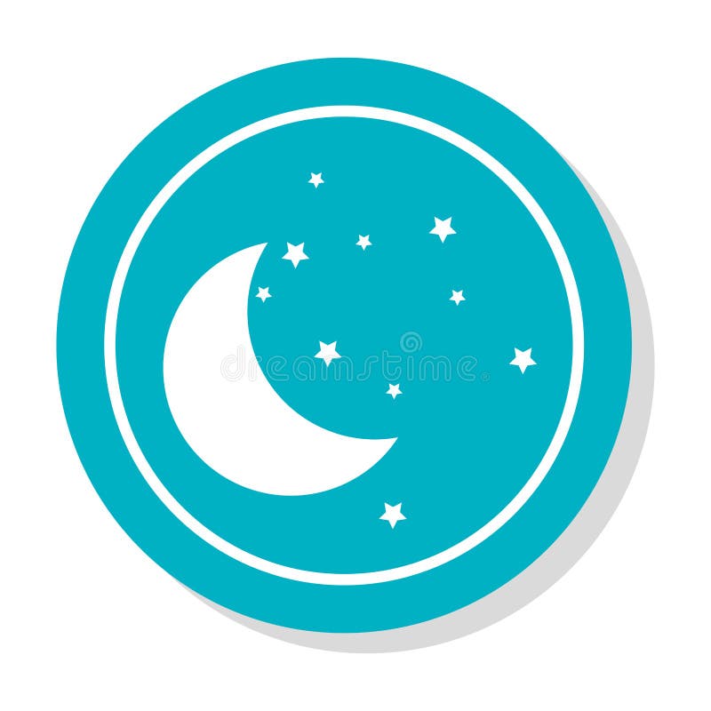 Circular Frame with Silhouette Moon and Stars Icon Stock Vector ...