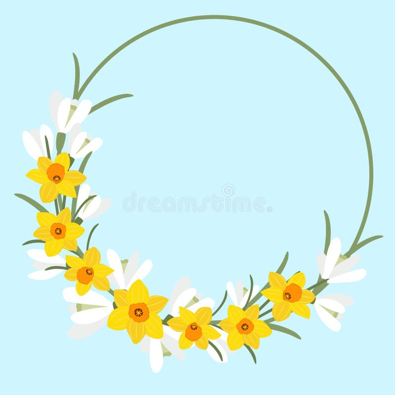 Circular Frame with Spring Flowers. Round Frame with Snowdrops ...