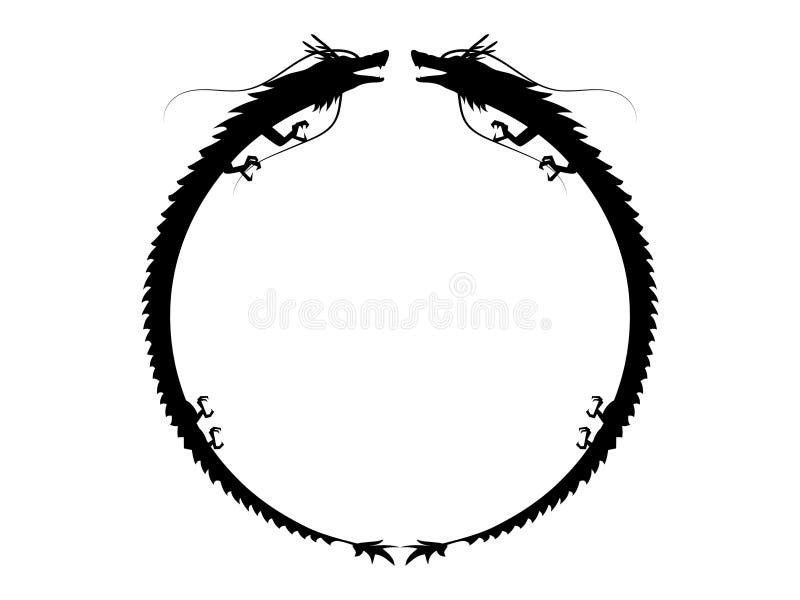 Circular Frame of Two Dragons Facing Each Other Stock Vector ...