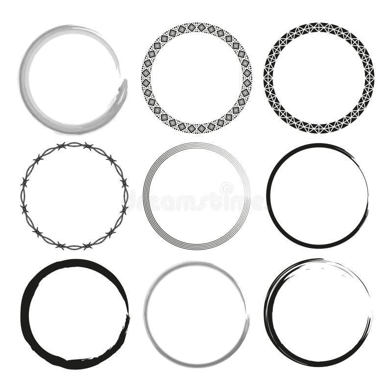 Circular Frames Decorative. Borders Round Set. Design Floral Art ...