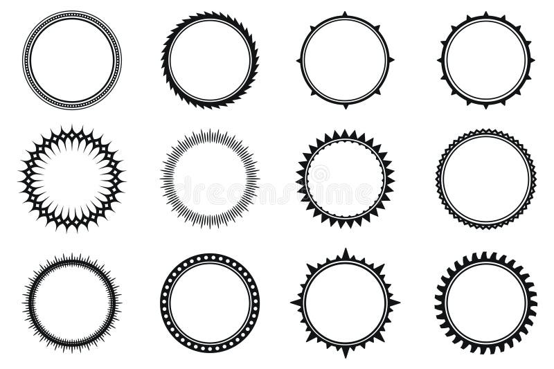 Circular Frames and Decorative Borders Set Stock Vector - Illustration ...