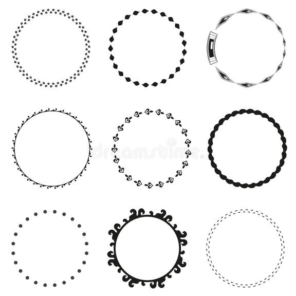 Circular Frames Set. Black Dotted Pattern. Decorative Border Style ...