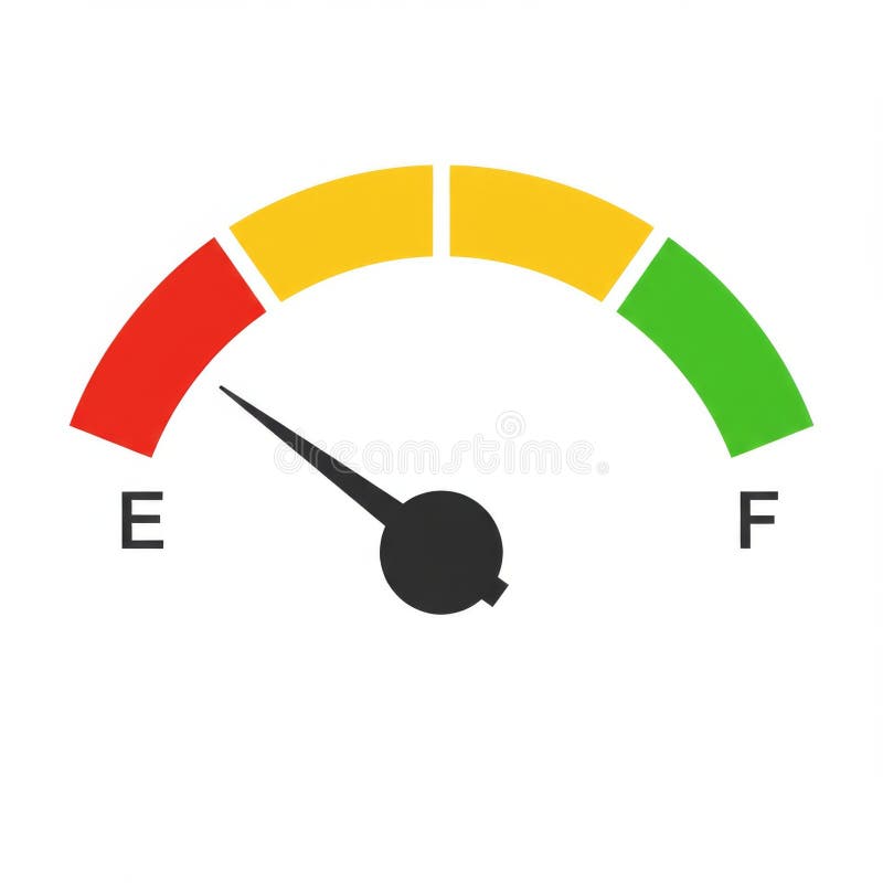 Circular Fuel Gauge with Red Yellow and Green Indicators Stock ...