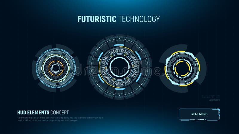 Circular Futuristic User Interfaces. HUD Elements. Sci-fi Touch Screen ...