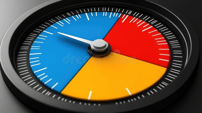 Circular Gauge with Blue Red and Yellow Sections Stock Illustration ...