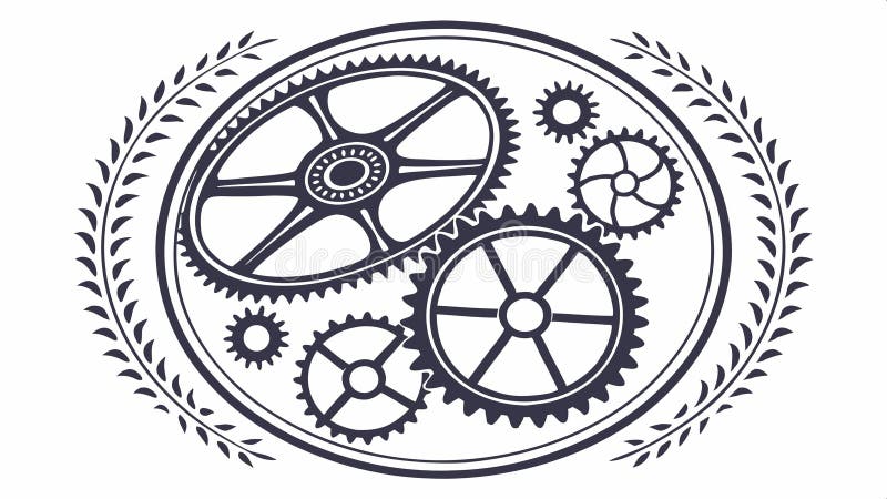 Circular Gear Pattern with Laurel Wreath, Engineering Progress Symbol ...