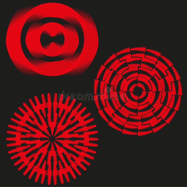 Circular Geometric Forms. Red Line Pattern. Abstract Shape Vector ...
