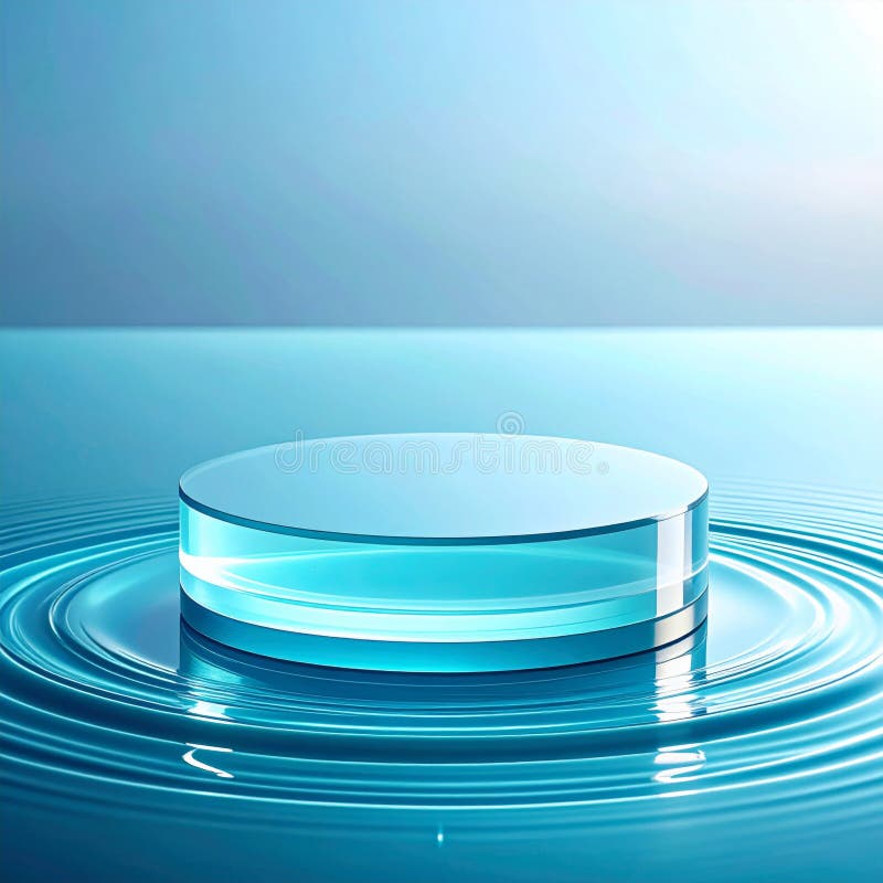 Circular Glass Platform on Blue Water with Ripples Stock Illustration ...
