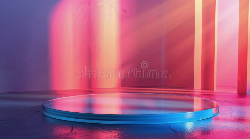 Circular Glass Table in Pink Room Stock Image - Image of minimalist ...
