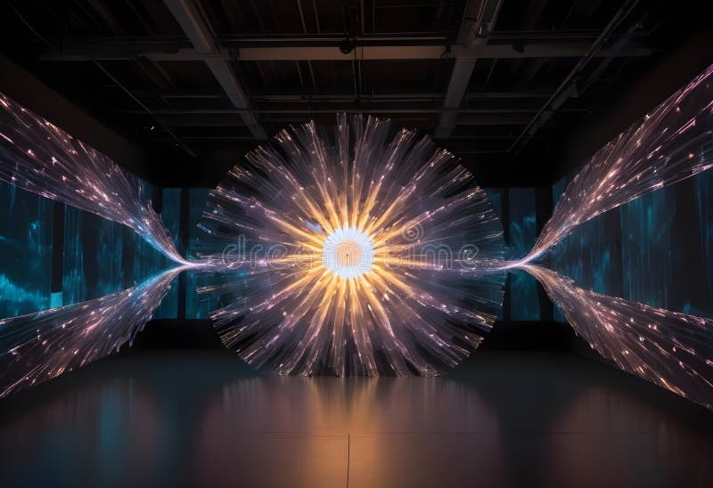 A Circular Glowing Orb or Light Display in a Dark, Futuristic Space ...