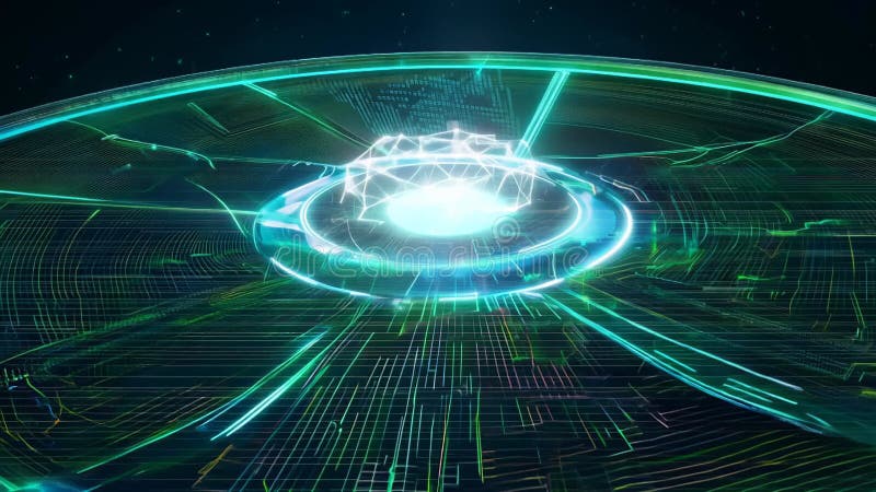 Circular Glowing Structure at the Center of a Futuristic Digital ...