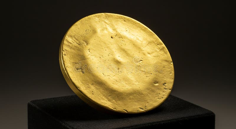 A Circular, Gold-colored Metal Object with a Textured Surface Rests ...