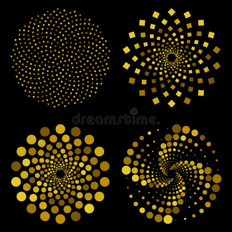 Circular Gold Dotted Frames Set. Circle Dots. Design Element for ...