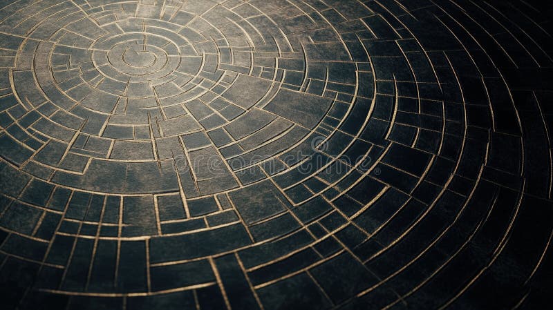 Circular Gold Patterned Pavement Stock Illustration - Illustration of ...