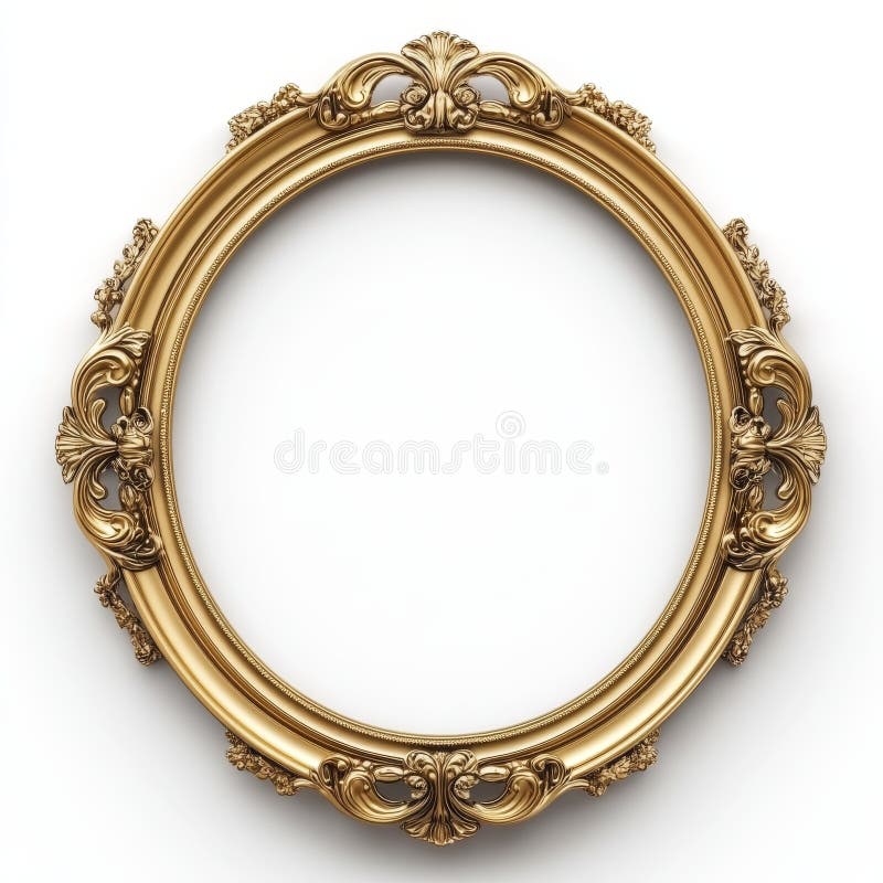 A Circular Gold Vintage Frame, Isolated with a Transparent Backdrop ...