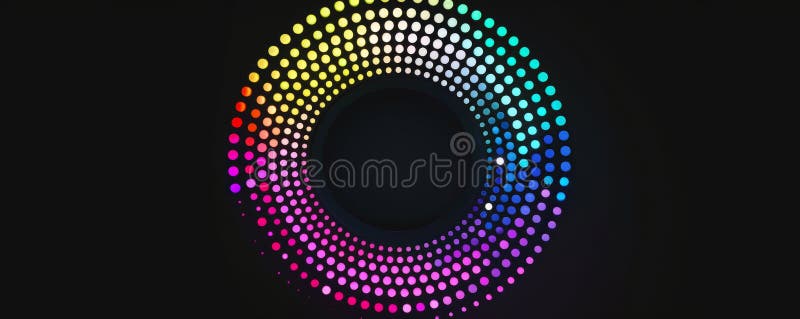 Circular Gradient Pattern of Colorful Dots on a Black Background ...