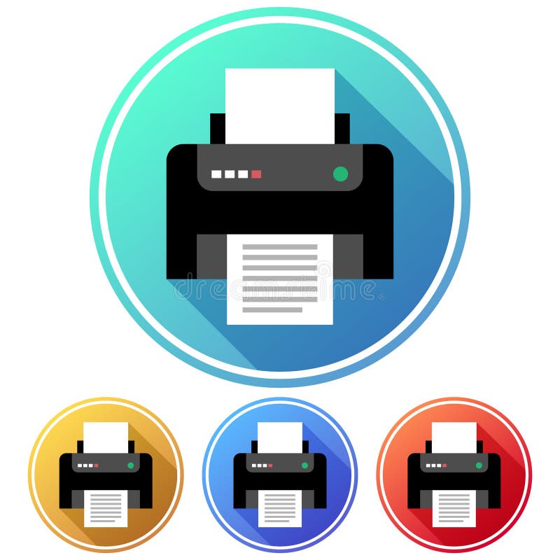 Circular, Gradient Printer Icon. Four Variations. Isolated on White Stock Vector - Illustration ...