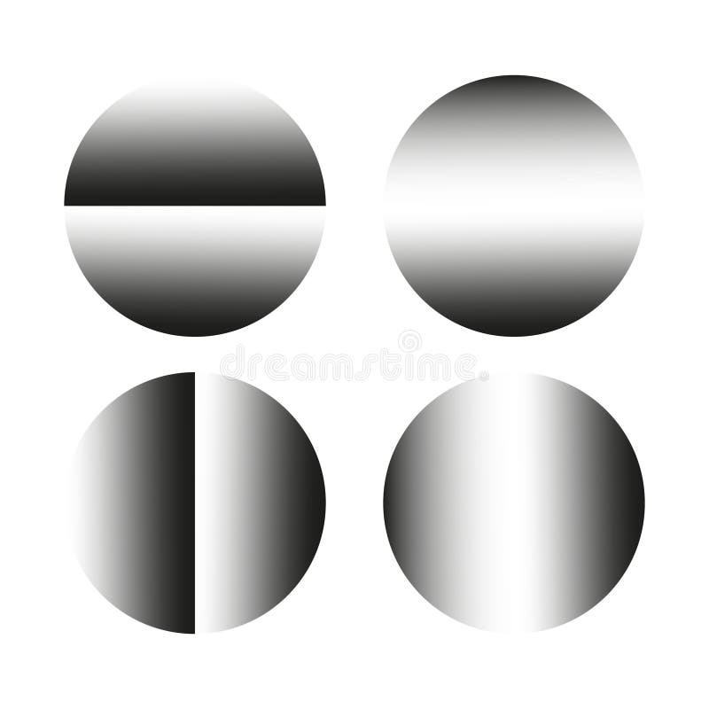 Circular Gradient Shapes. Black White Circles. Vector Geometric Design ...
