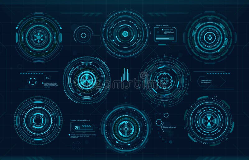 Circular Graph Bars and Futuristic HUD UI Elements Stock Illustration ...