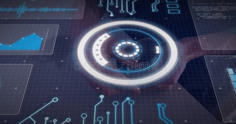 Circular Graphics And Circuit Patterns Creating Futuristic Animation