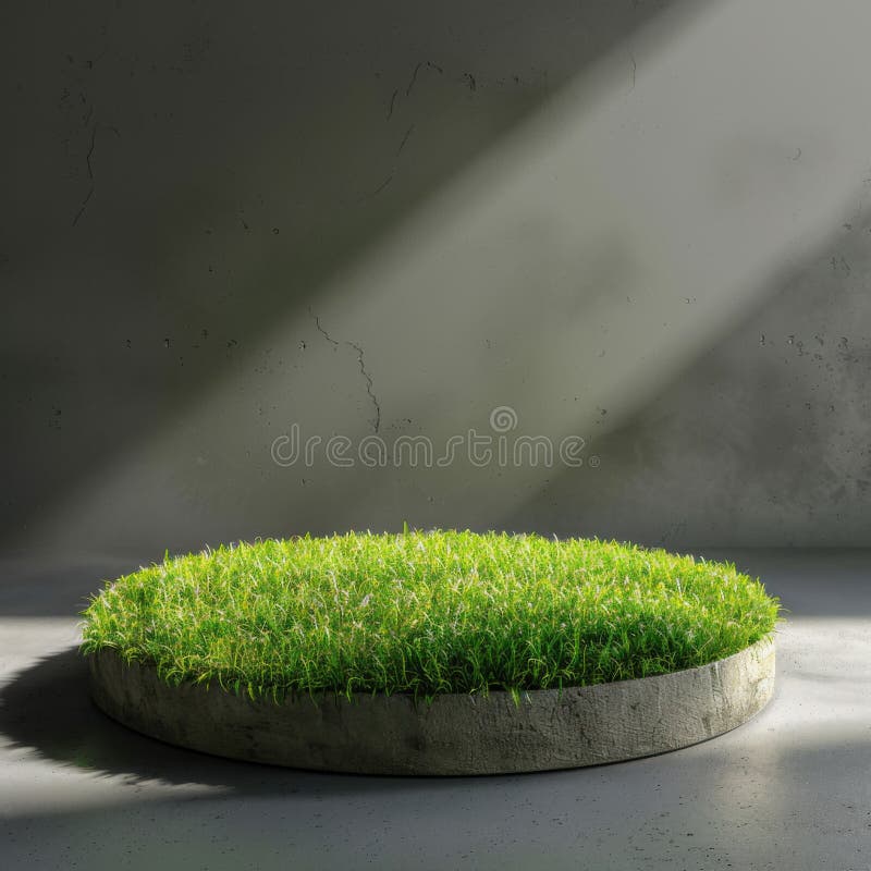 Circular Grass Patch on a Concrete Platform Stock Illustration ...