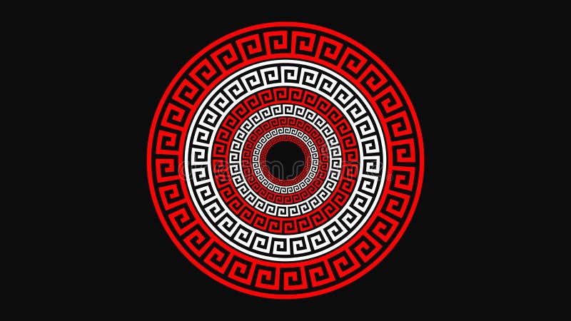 Circular Greek Meander Pattern Colorful Abstract Background Stock ...