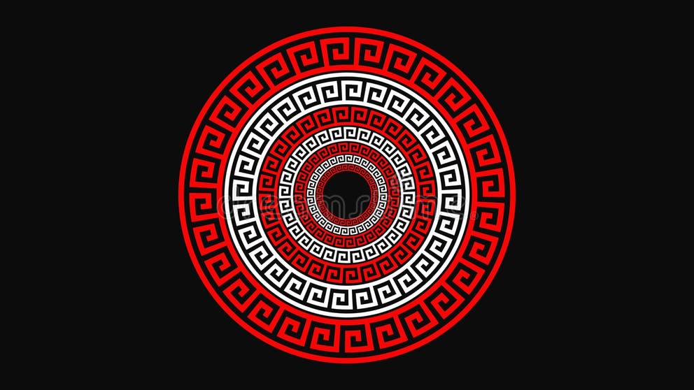 Circular Greek Meander Pattern Colorful Abstract Background Stock ...