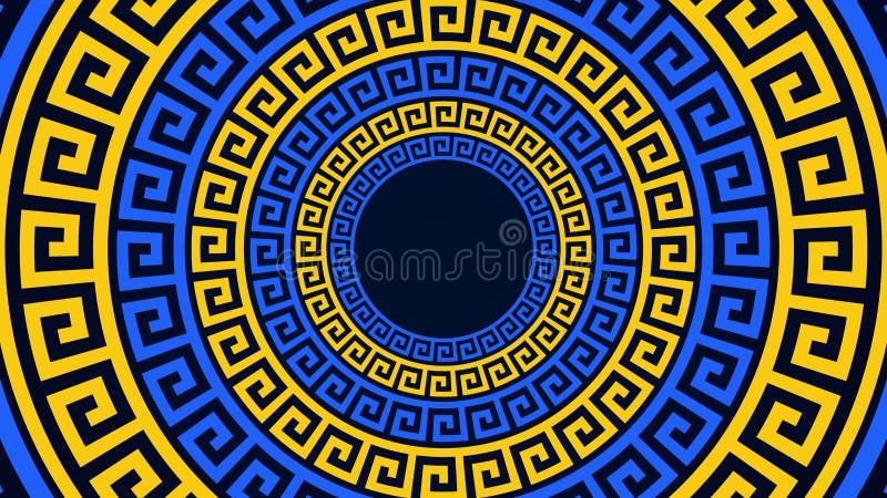 Circular Greek Meander Pattern Colorful Abstract Background Stock ...