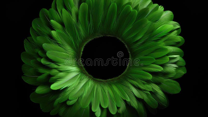 Circular green feather stock illustration. Illustration of vibrant ...
