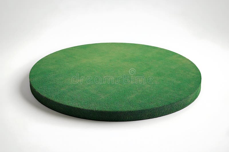 Circular Green Grass Patch Isolated on White Background 3D Render Stock ...