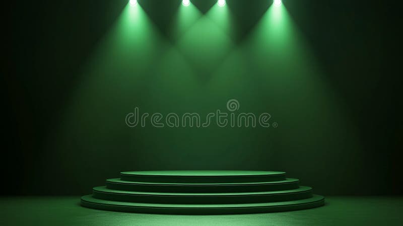 Green Illuminated Stage Ready for Performances in a Dark Setting ...