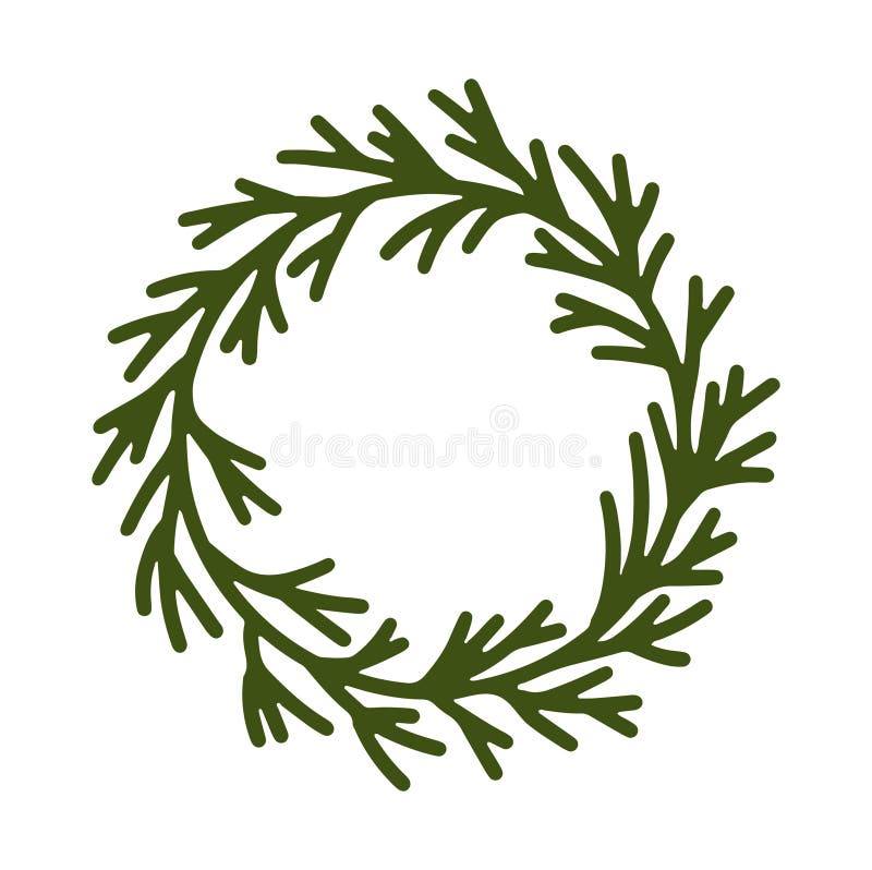 Circular Green Wreath Design with Natural Branch Elements Stock Vector ...