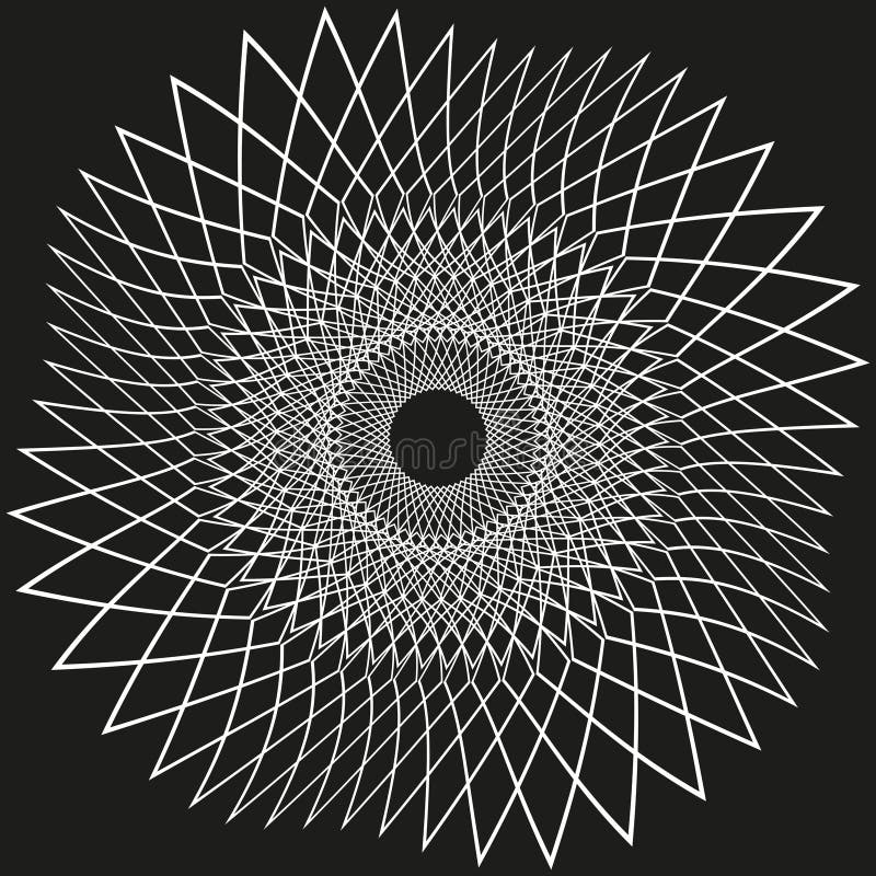 Circular Grid Symmetry. Abstract Net Vector. White Lines Design. Black ...