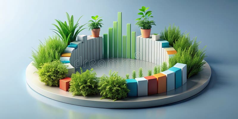 Circular Growth Plants, Bar Graph, Sustainable Concept Stock ...