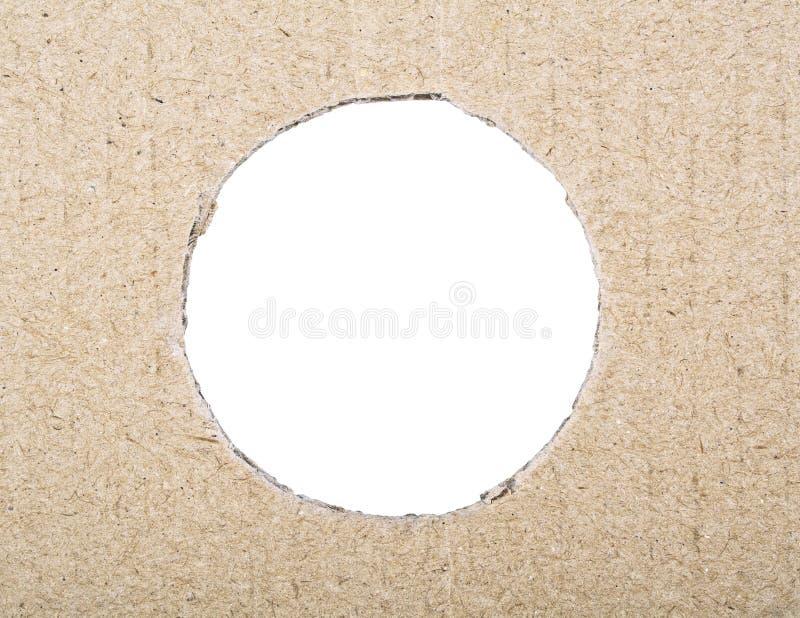 Circular hole in cardboard stock photo. Image of grunge - 167640082