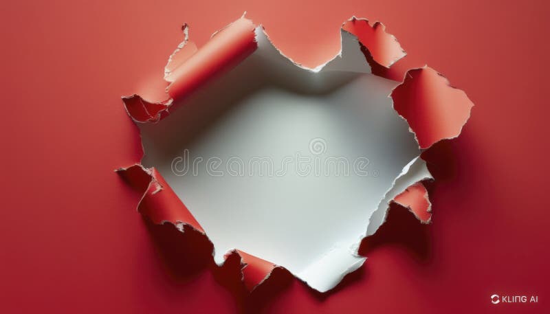 Circular Hole in Red Torn Paper with White Background, Perfect for ... Circular Hole in Red Torn Paper with White Background, Perfect for ...