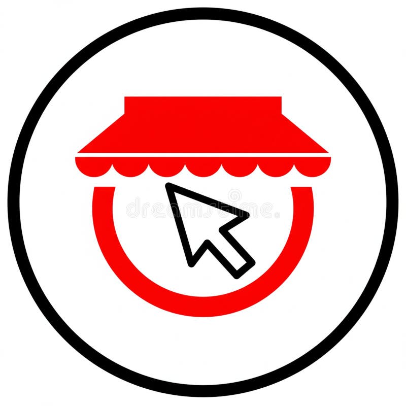 Circular Icon Featuring a Stylized Red Awning Typical of a Storefront ...