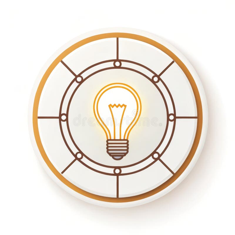 Circular Idea Icon Light Bulb in Geometric Frame, Isolated on White ...