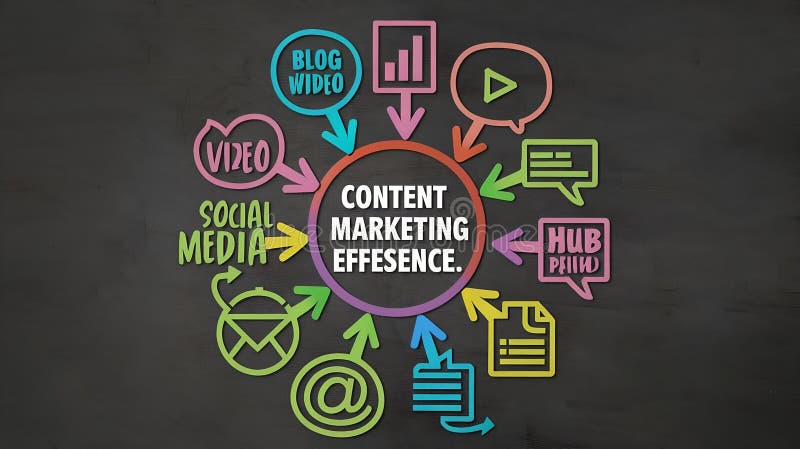 A Circular Image with Different Types of Content (blog, Video, Social ...