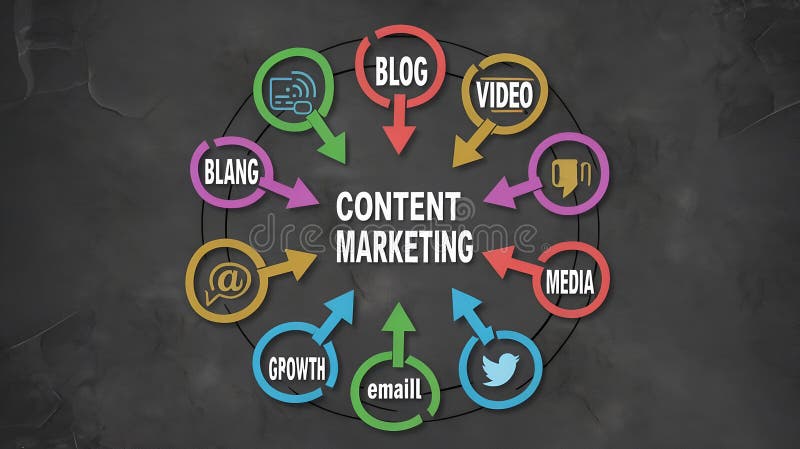 A Circular Image with Different Types of Content (blog, Video, Social ...