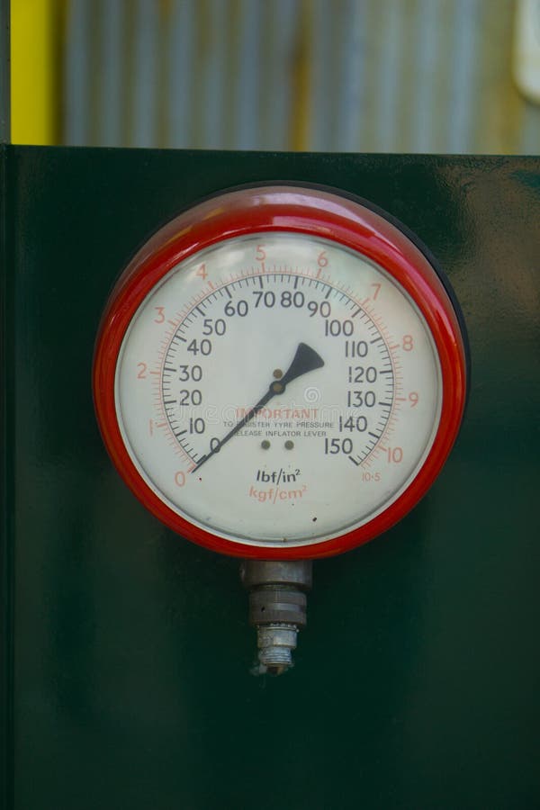 A Circular Industrial Temperature Meter Stock Image - Image of inflate ...