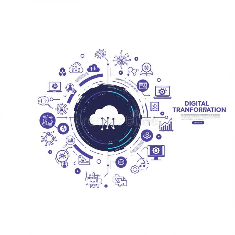 Circular Infographic Centered Around a Cloud Icon, Symbolizing Data and ...