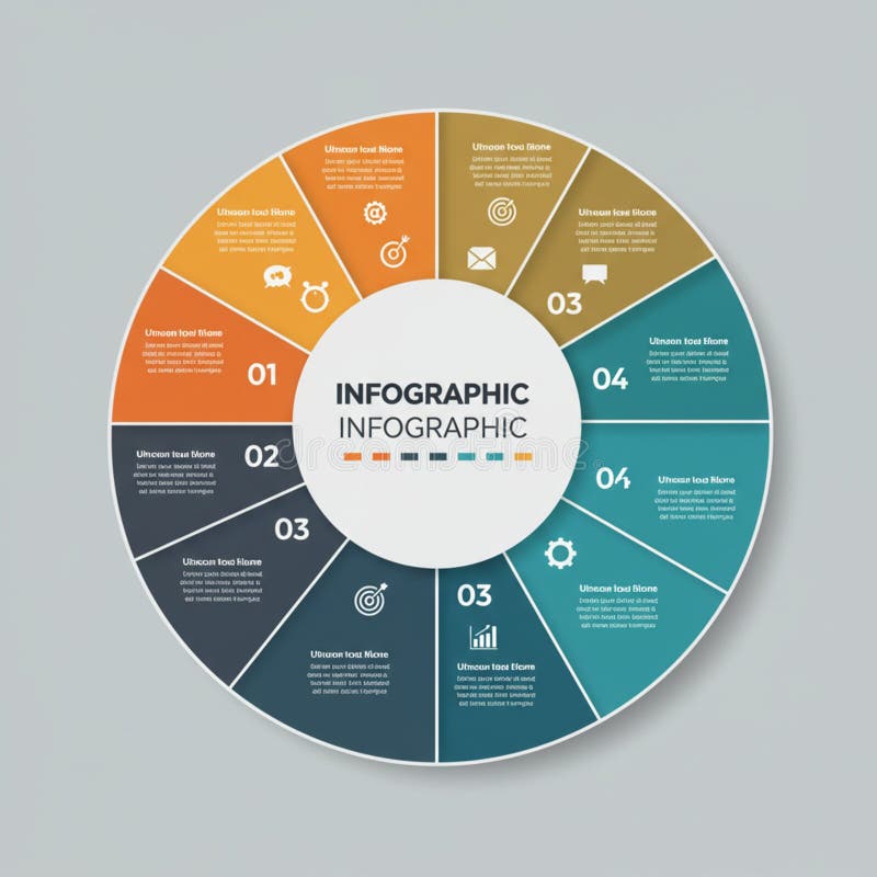 Circular Infographic Chart Divided into Ten Equal Segments, Each with ...