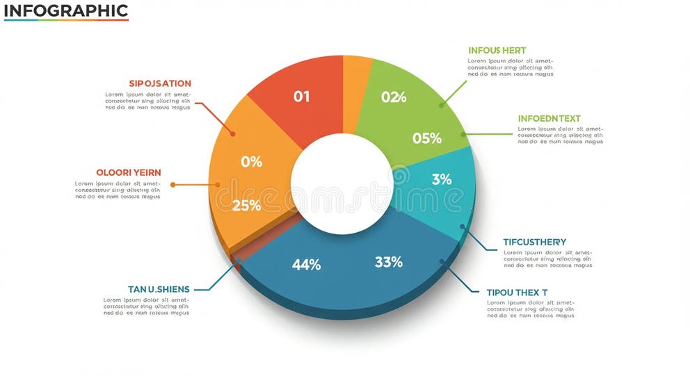 Circular Infographic with a 3D Effect, Featuring a Segmented, Multi ...