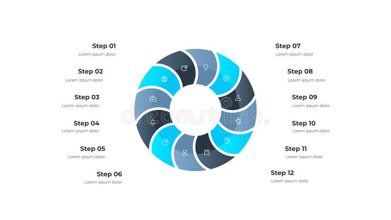 Circular Infographic Design Displaying 12 Segmented Steps, Ideal for ...