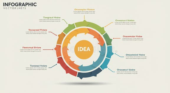 Circular Infographic Featuring a Central Yellow Circle Labeled "IDEA ...