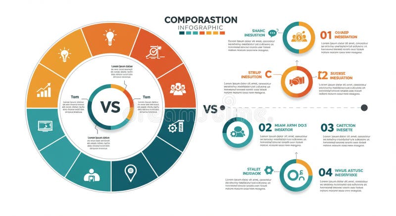 Circular Infographic Featuring a Comparison Theme. the Circle is ...