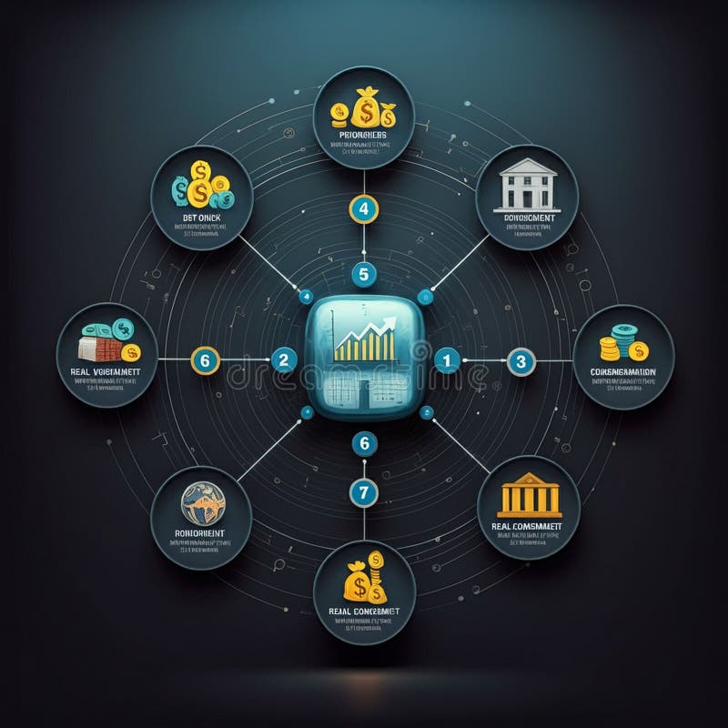 Circular Infographic Featuring Interconnected Nodes Around a Central ...